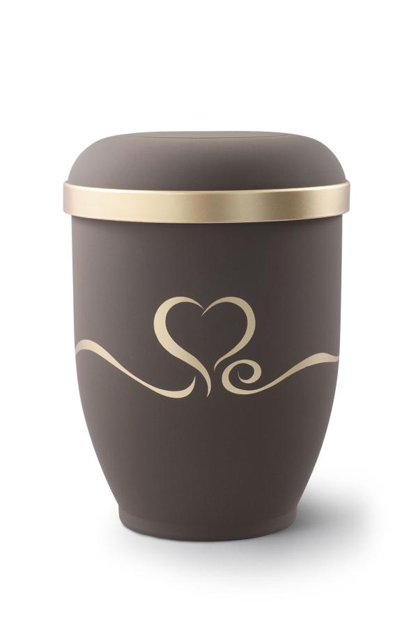 Arboform Fluid Heart Urn (Brown and Gold) - XL Adult | Memorials Direct
