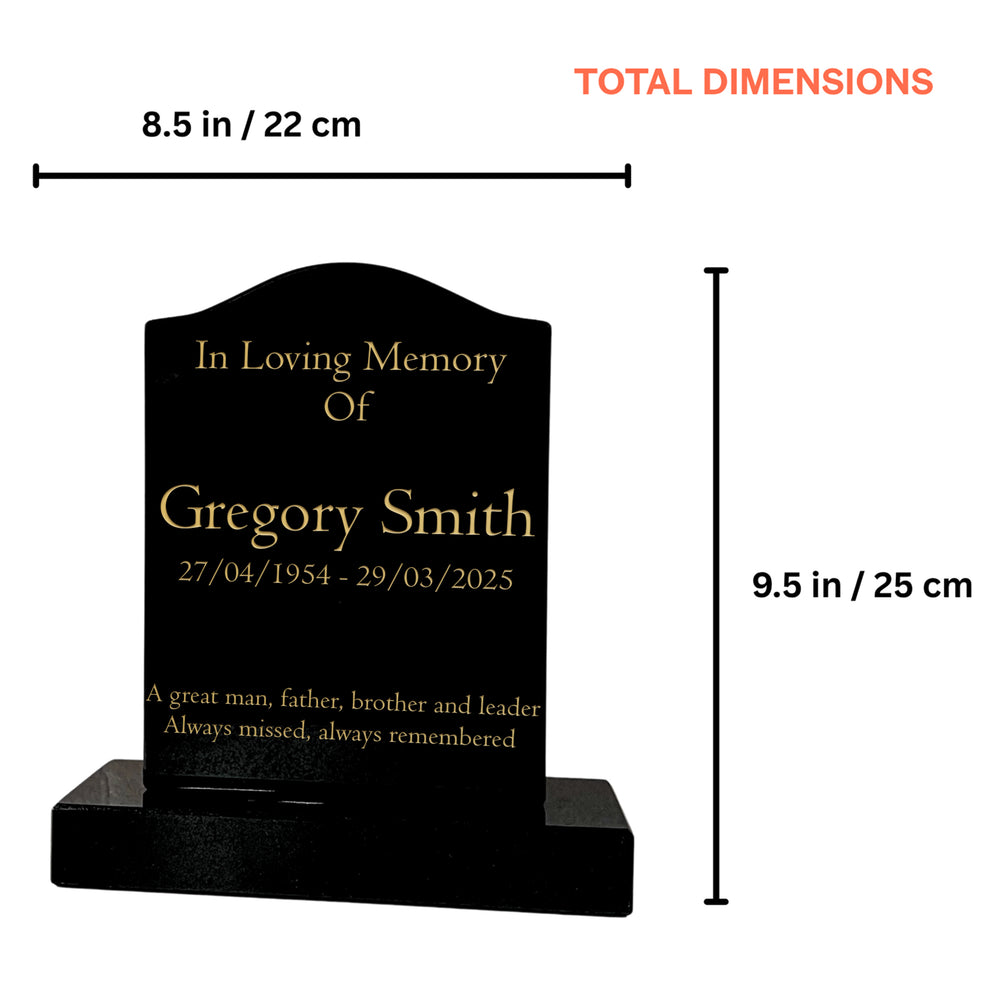Granite Memorial Ogee Headstone – Small Size- Free Personalised Engrav